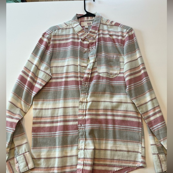 1901 | Shirts | 91 Mens Striped Shirt Red And Gray | Poshmark